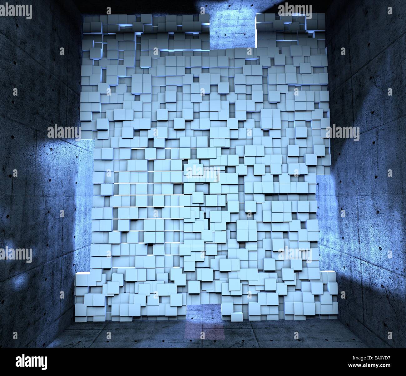 Architectural design of modern concrete hall with abstract geometry ...