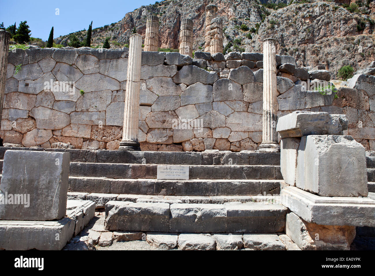 Delphi ancient ruins and Apollo temple Stock Photo - Alamy