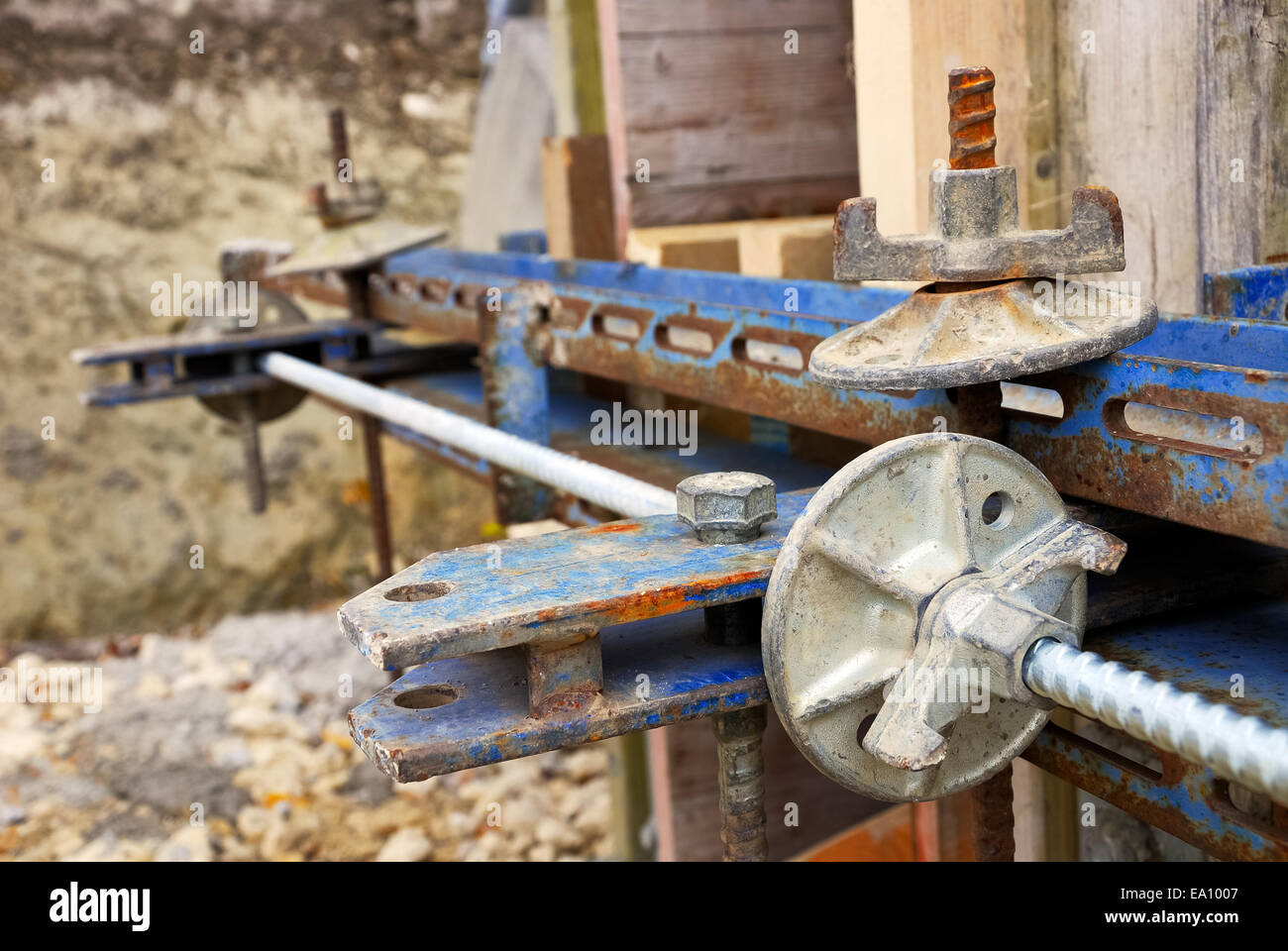 Clamps and cladding at construction site Stock Photo - Alamy