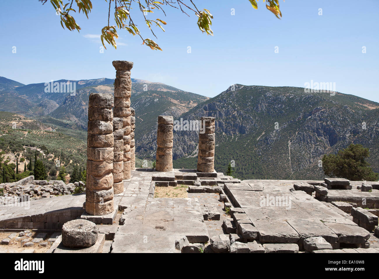 Delphi ancient ruins and Apollo temple Stock Photo - Alamy
