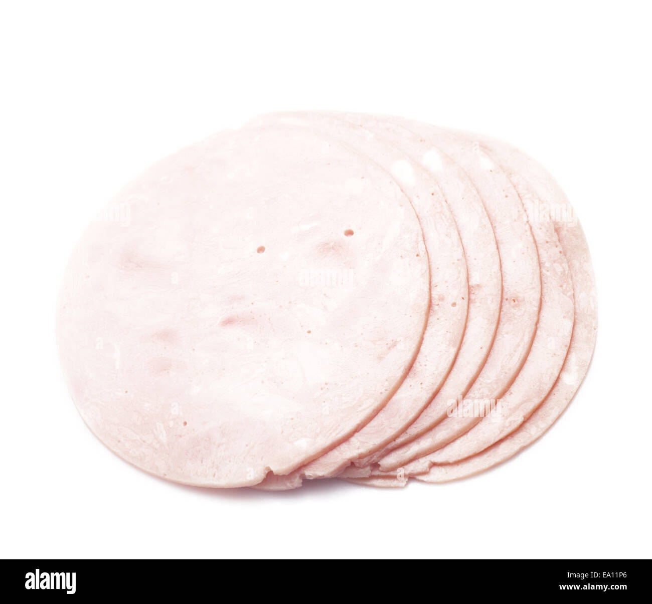 Fresh ham slices isolated on a white background Stock Photo - Alamy
