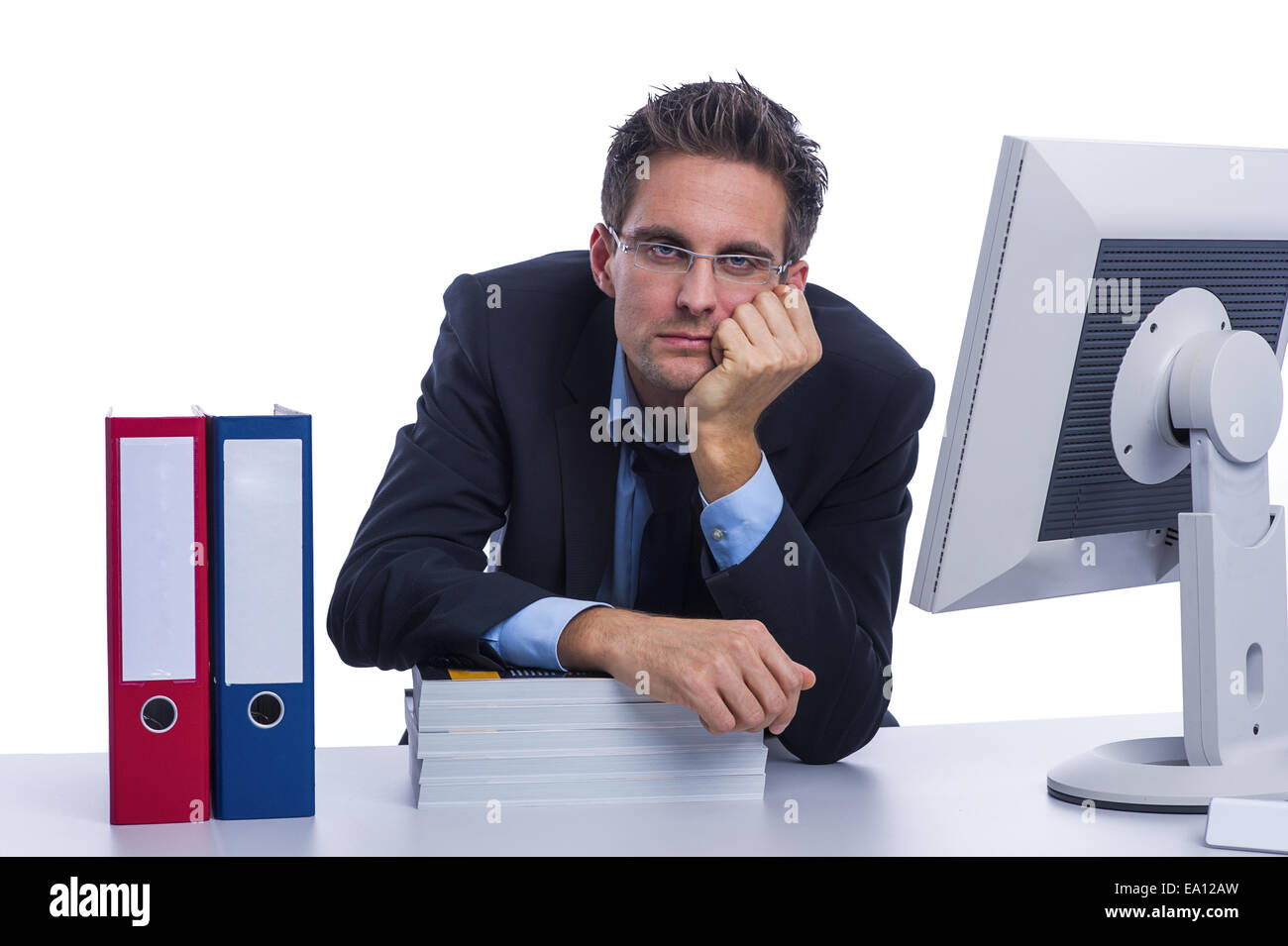 Tired at work Stock Photo - Alamy