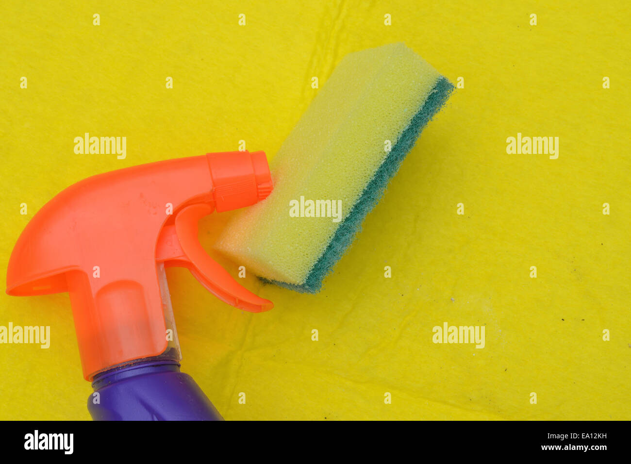 cleaning spray and sponge Stock Photo - Alamy