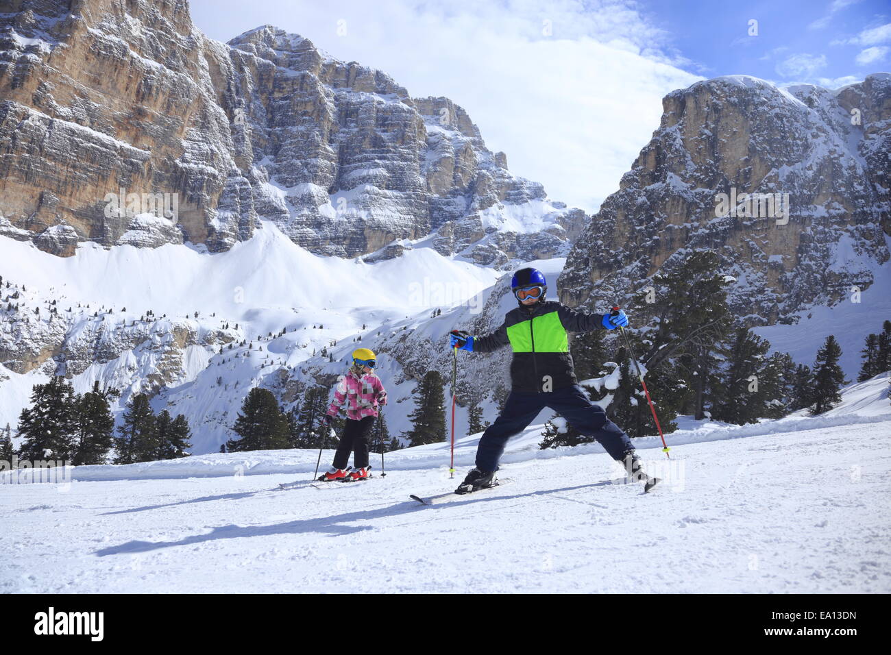 children on ski slope Stock Photo - Alamy