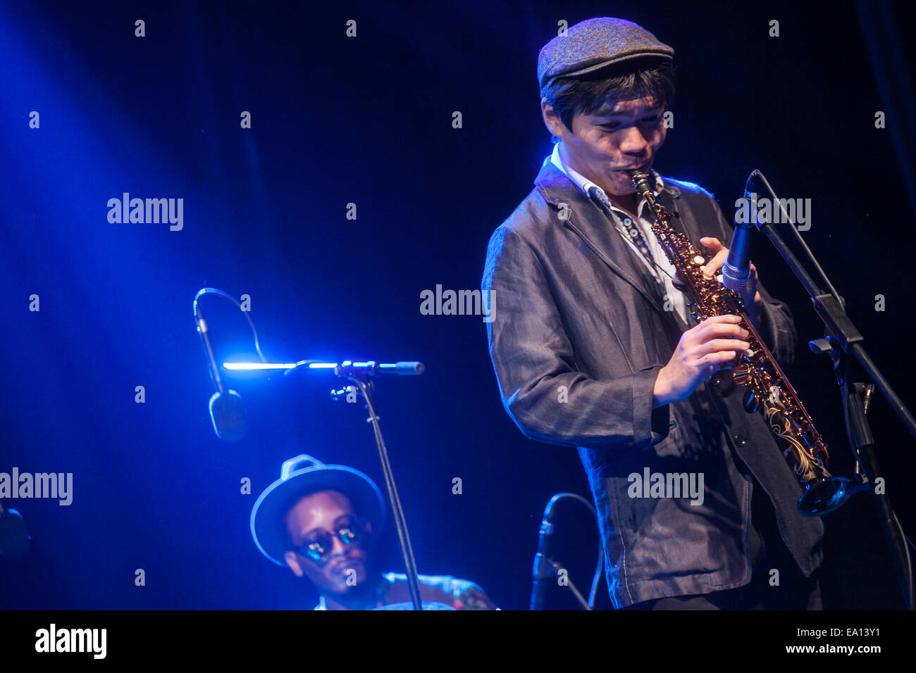Yosuke Sato (R) on saxophone and Emanuel Harrold (L) on drums for ...
