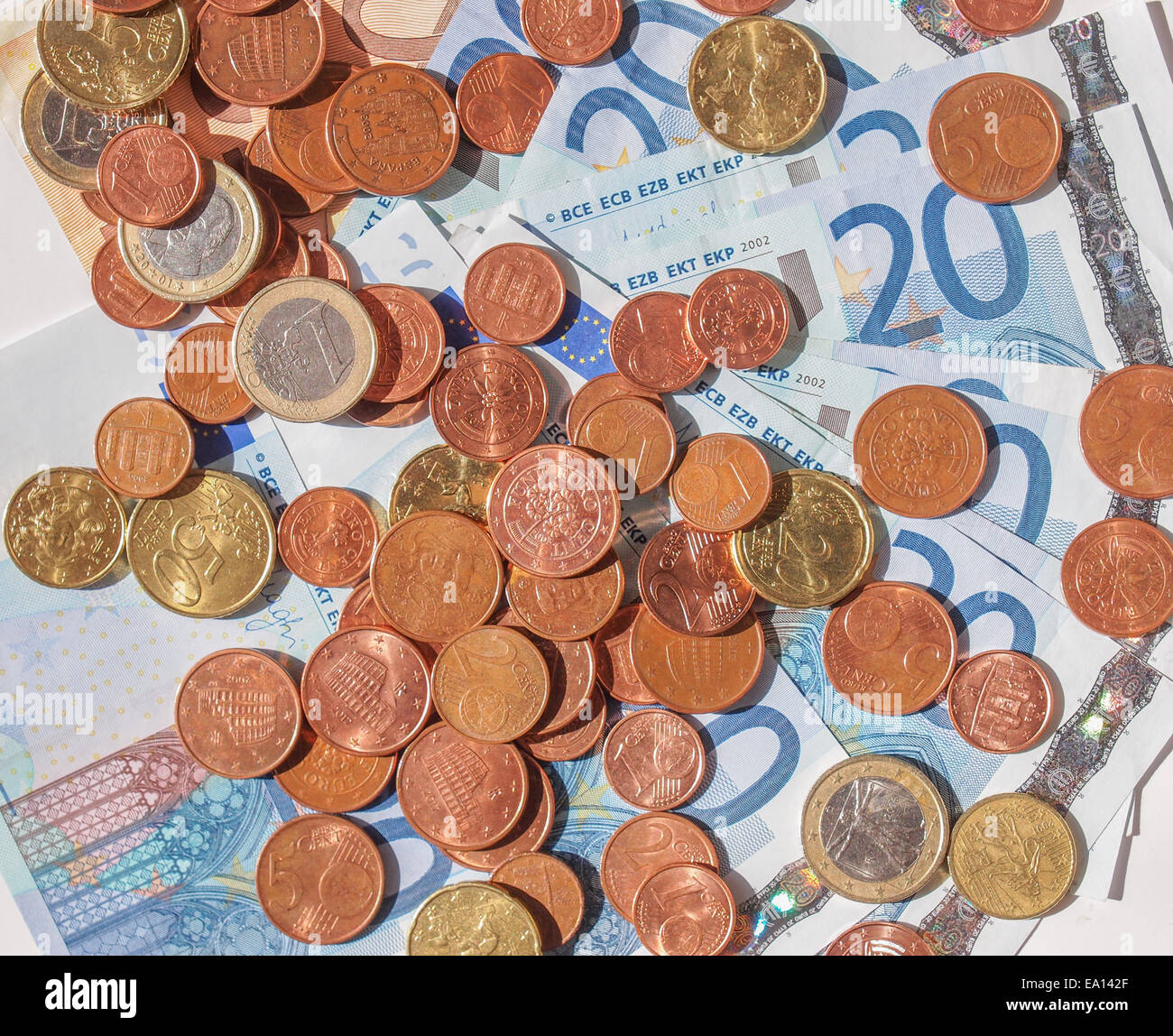 Euros coins and notes Stock Photo - Alamy