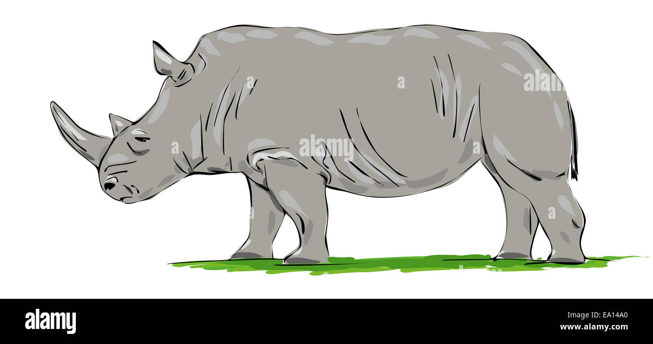 Rhino side view hi-res stock photography and images - Alamy