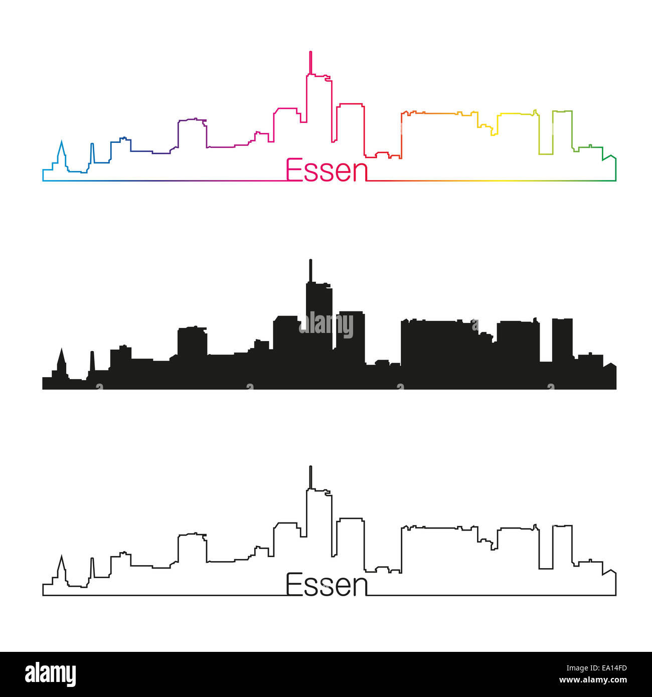 Essen skyline linear Stock Photo - Alamy