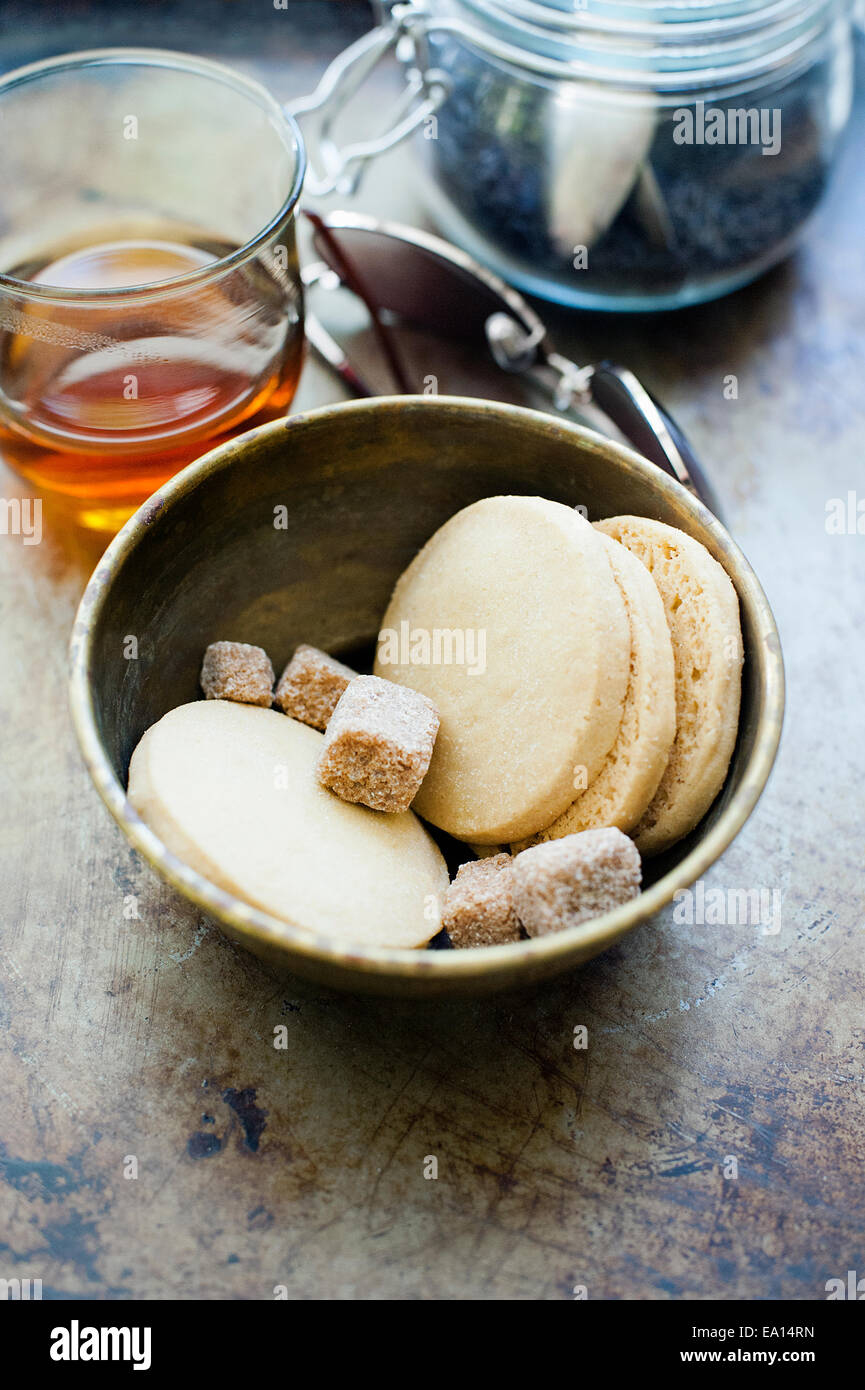 Shortbread cookies with tea Stock Photo - Alamy