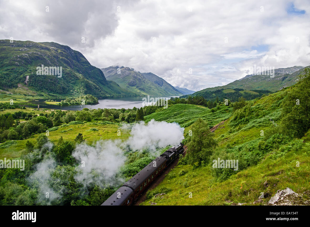 Jacobite steam train at Glenfinnan,Scottish highlands west coast line ...