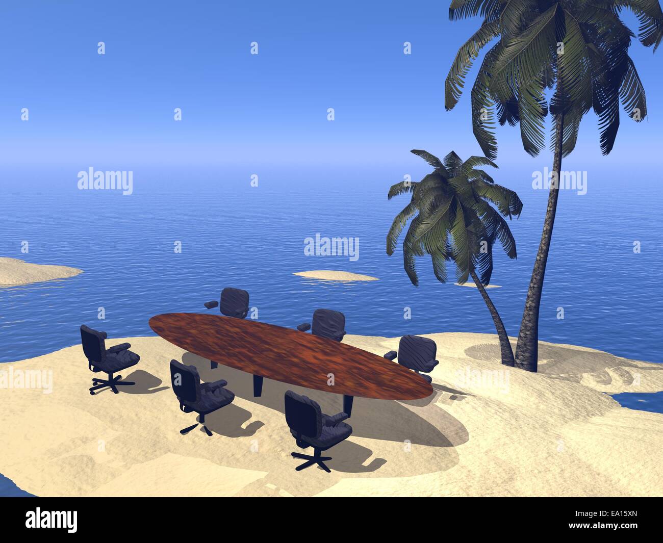 Meeting at the beach - 3D render Stock Photo - Alamy