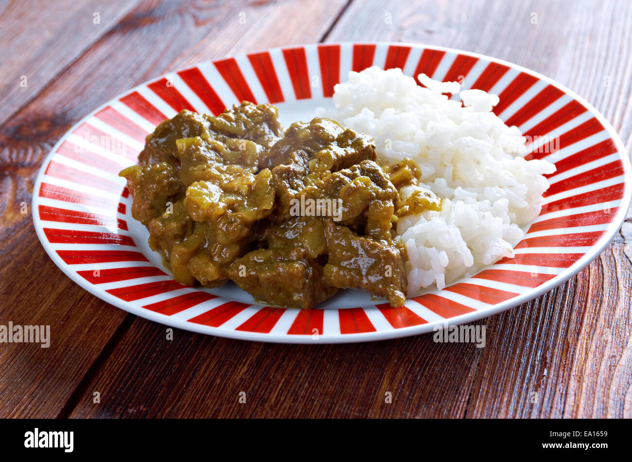 Beef Curry with Rice Stock Photo - Alamy