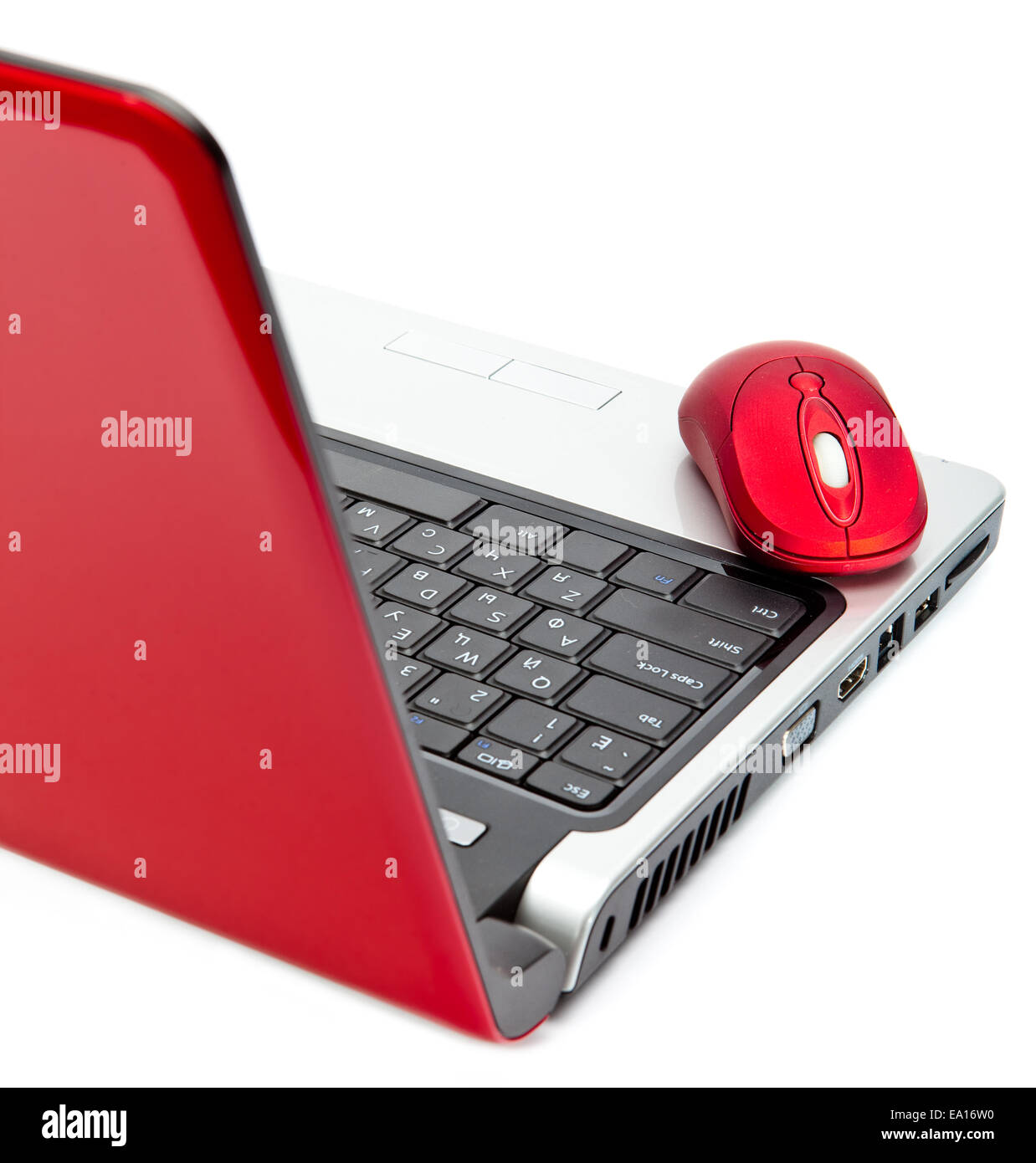 Red computer mouse and red notebook Stock Photo - Alamy