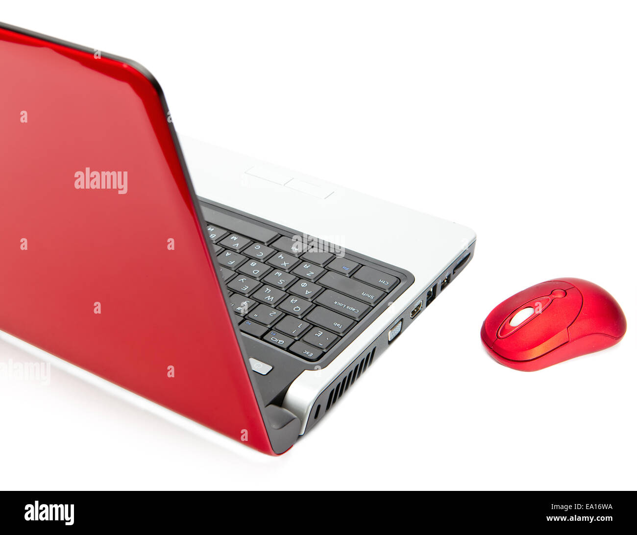 Red computer mouse and red notebook Stock Photo - Alamy