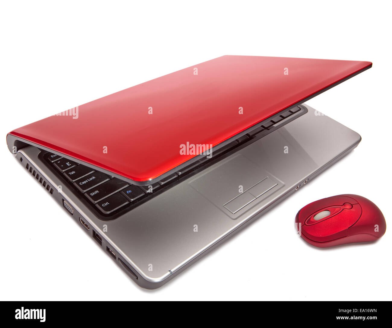 Red computer mouse and red notebook Stock Photo - Alamy
