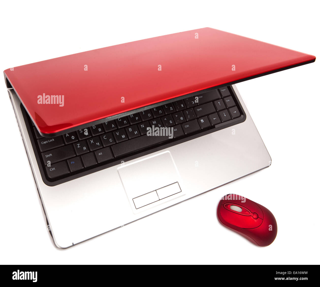 Red computer mouse and red notebook Stock Photo - Alamy
