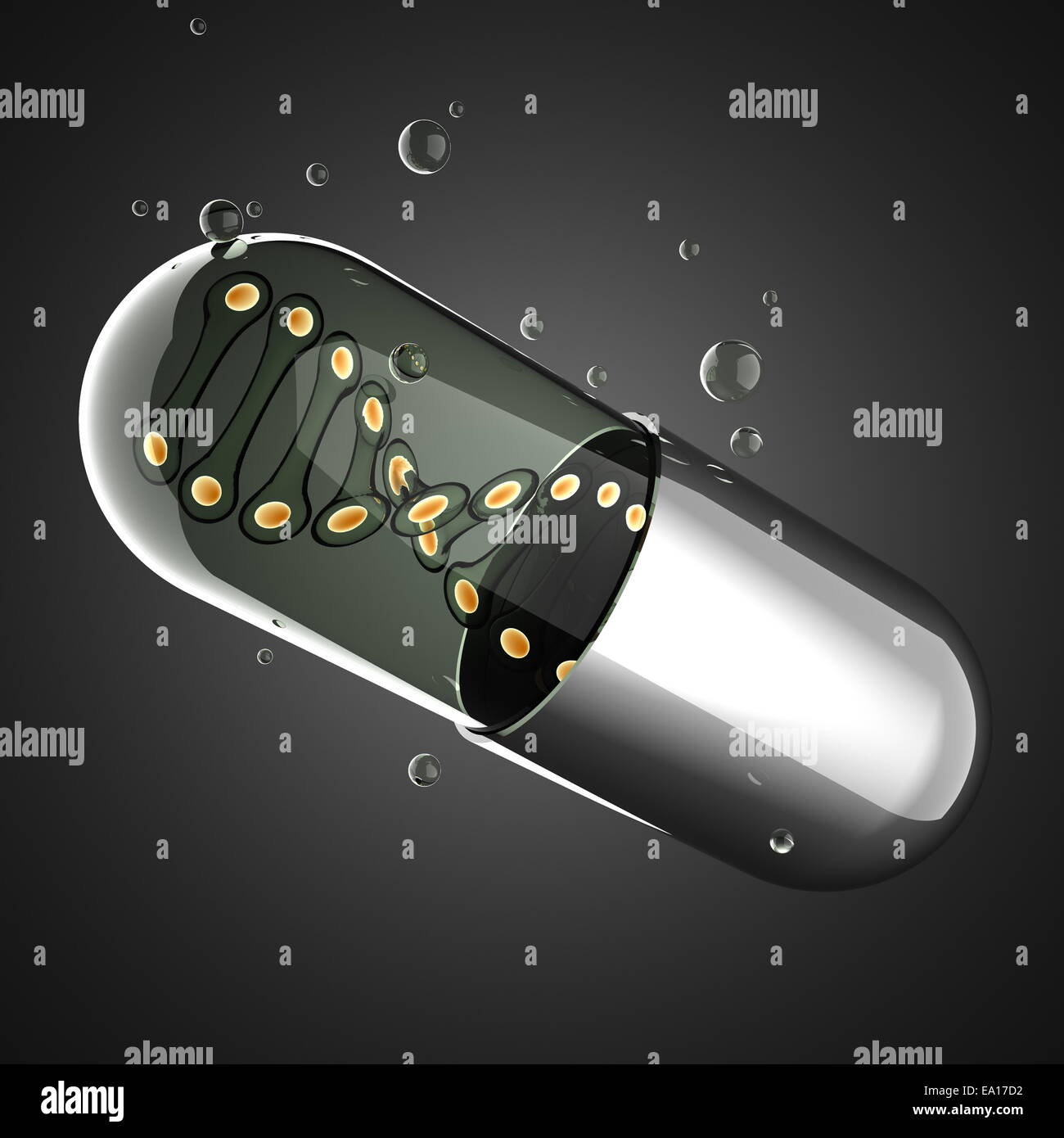 Transparent capsule on gray background Stock Photo - Alamy