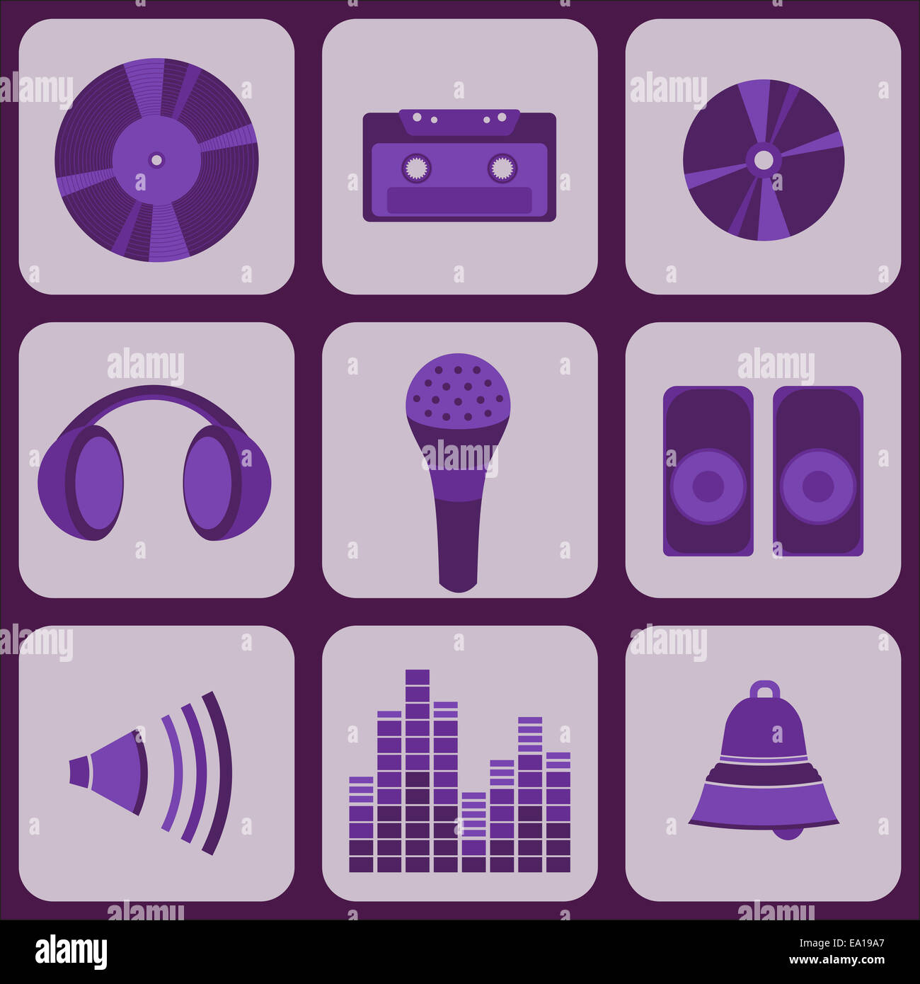 set collection of nine purple music icons Stock Photo - Alamy
