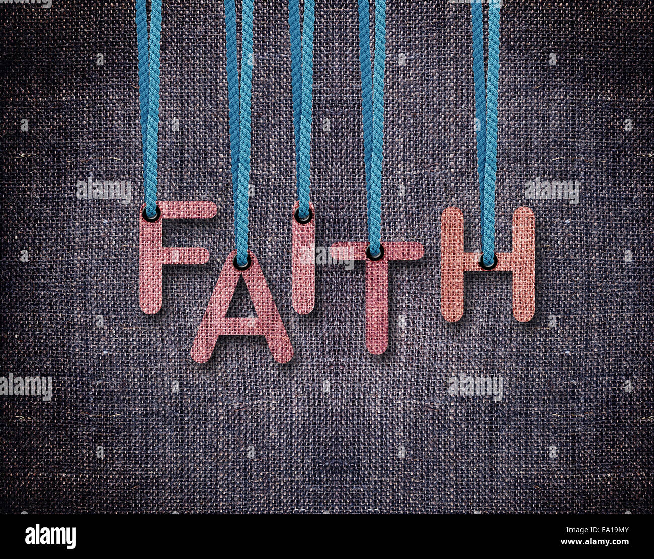 Letters hanging strings Stock Photo - Alamy