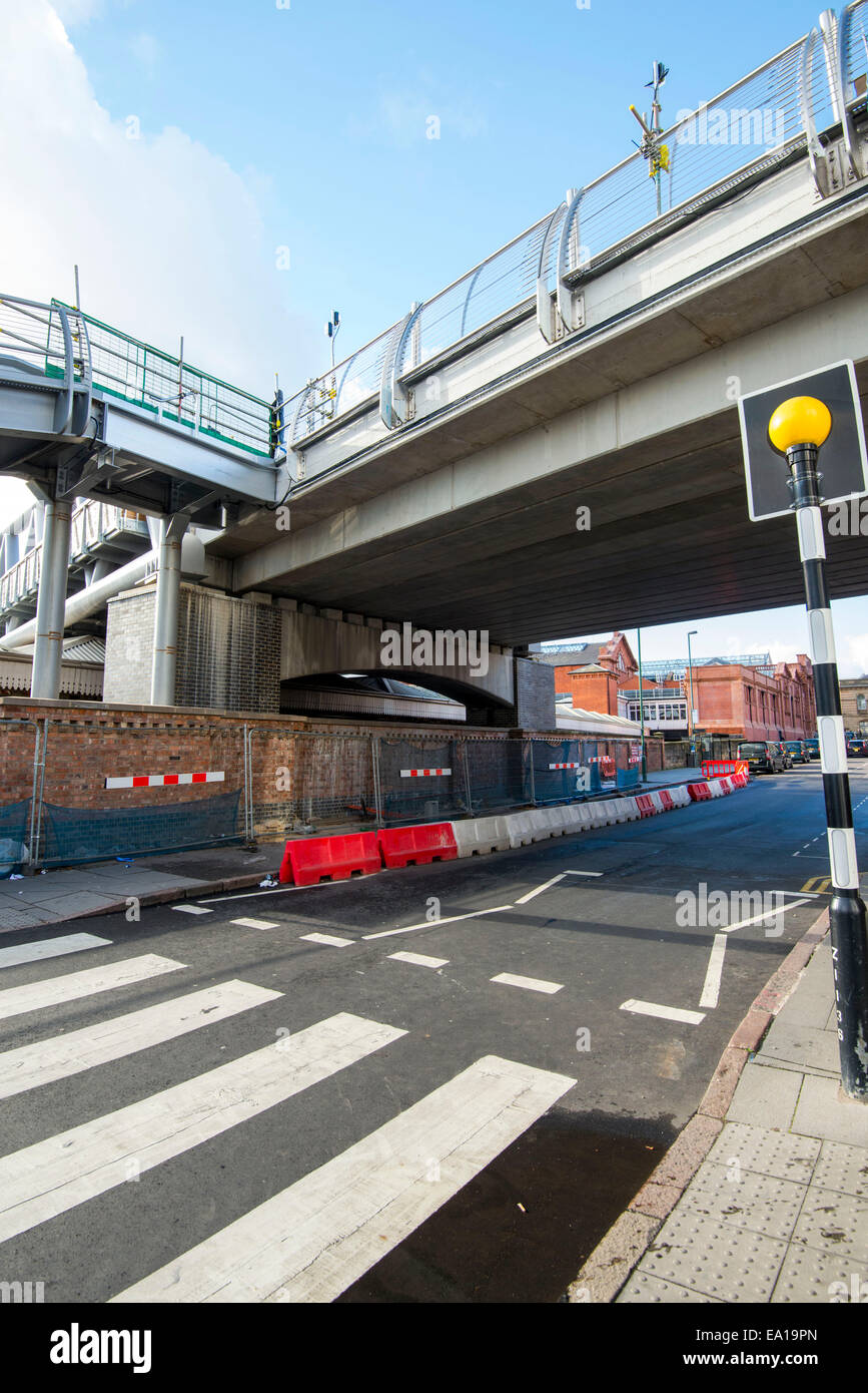 The new tram bridge over Station Street in Nottingham City, England UK ...