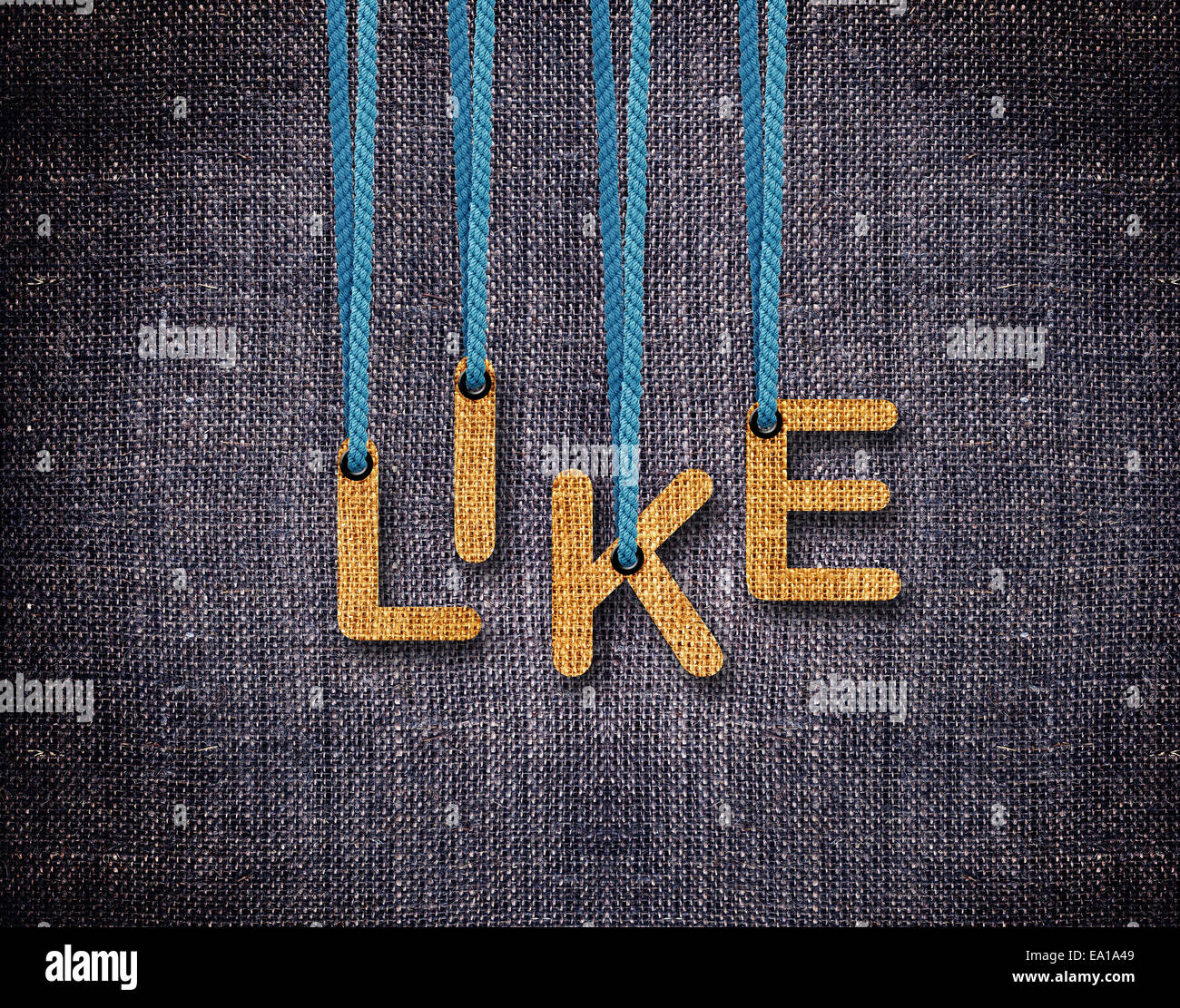 Letters hanging strings Stock Photo - Alamy
