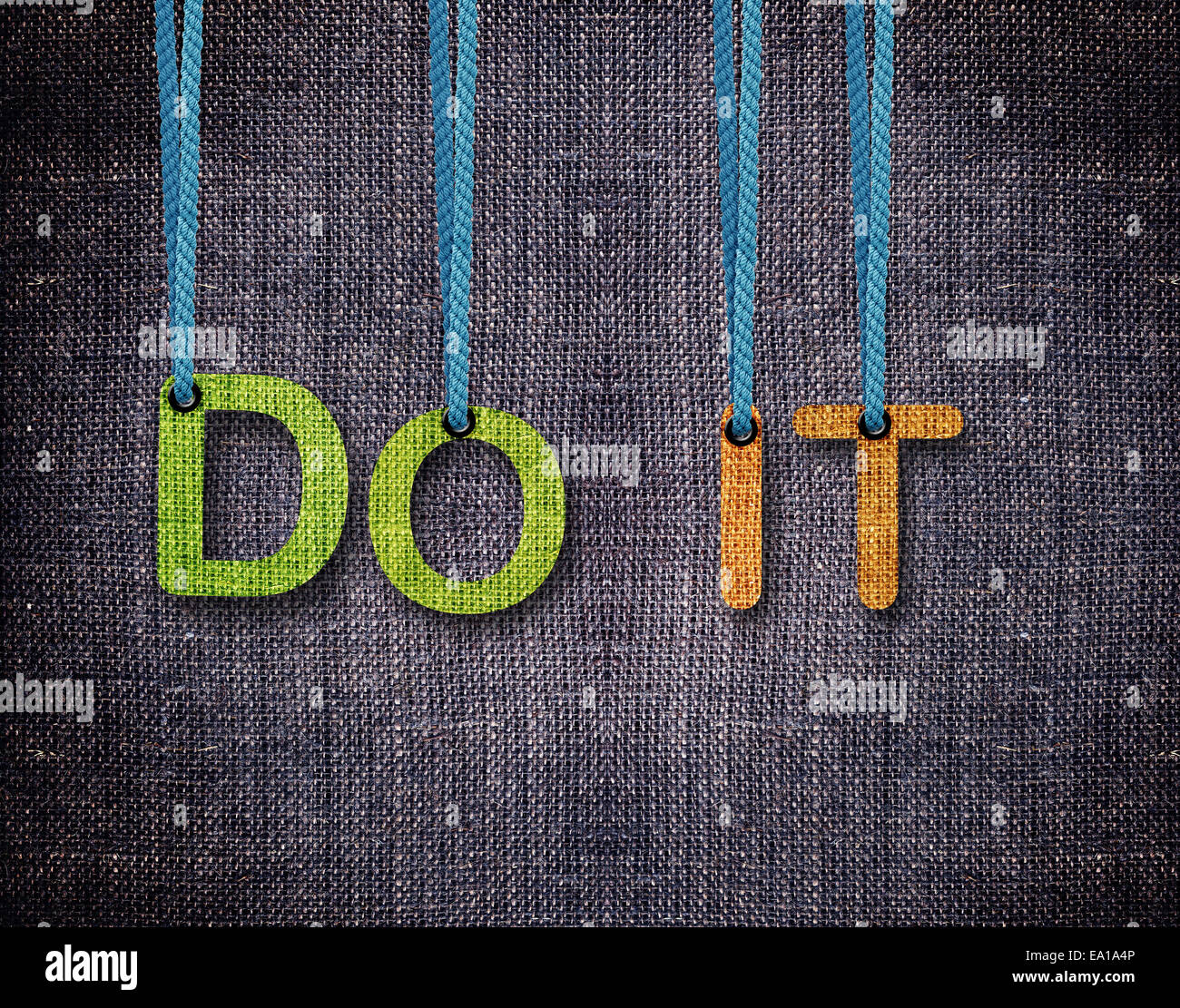 Letters hanging strings Stock Photo - Alamy