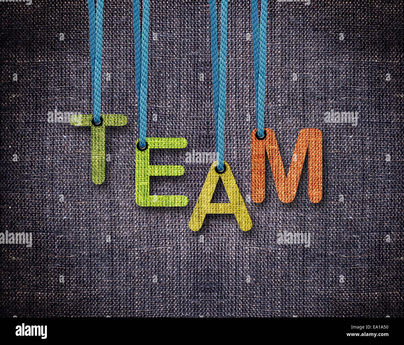 Letters hanging strings Stock Photo - Alamy