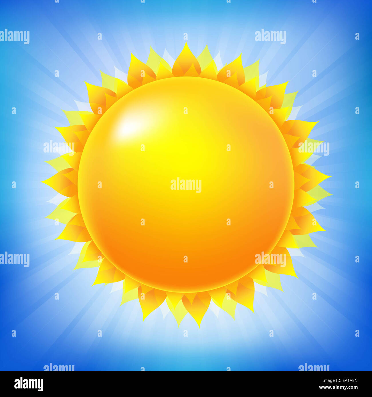 Bright Sun With Blue Sky Stock Photo - Alamy