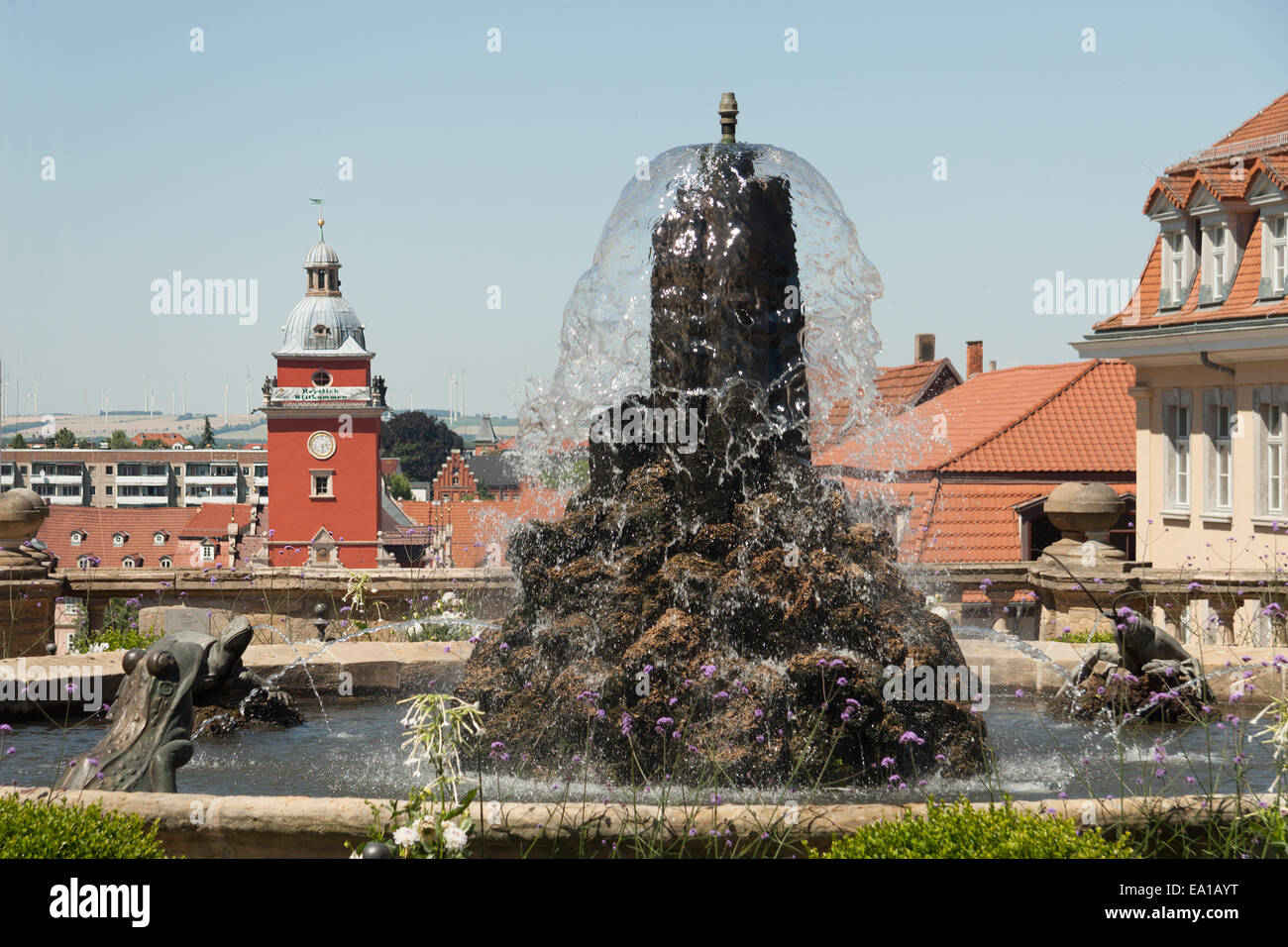Fountain and Town Hall Stock Photo - Alamy