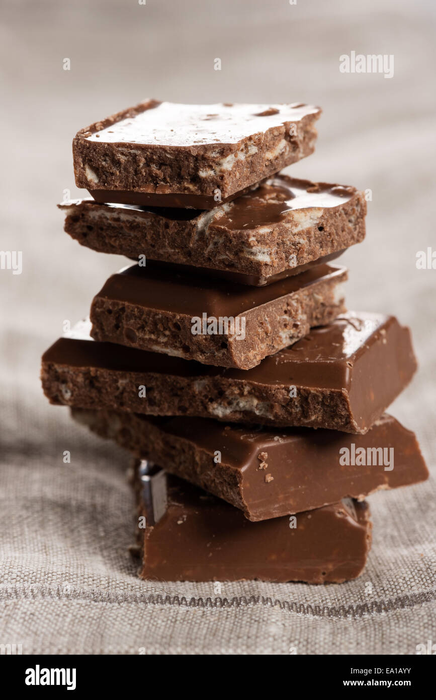 stack of chocolate close up Stock Photo - Alamy