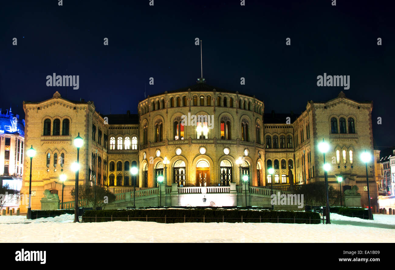 Stortinget at night Stock Photo - Alamy