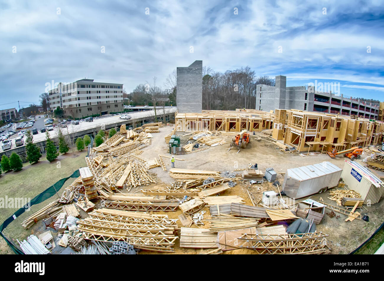 busy construction site in a city Stock Photo - Alamy
