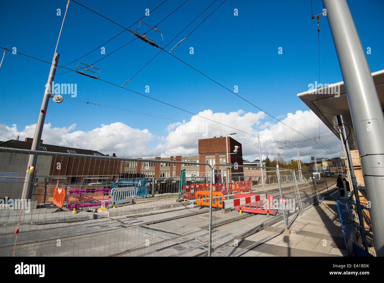 The new NET Tram Works at the Railway Station in Nottingham City ...