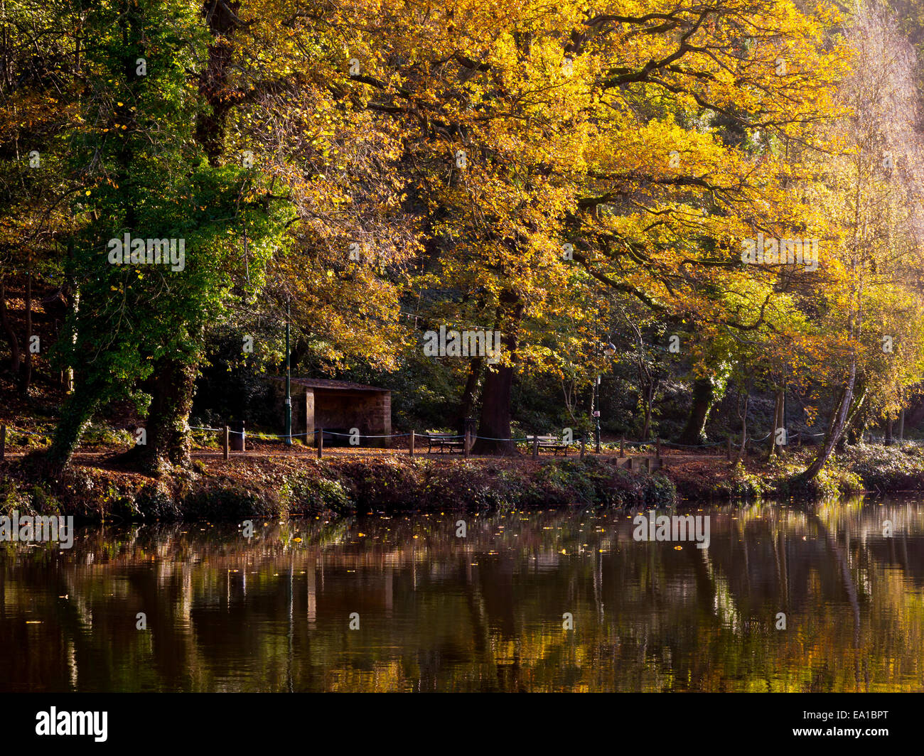 The River Derwent in Matlock Bath in the Derbyshire Peak District with ...