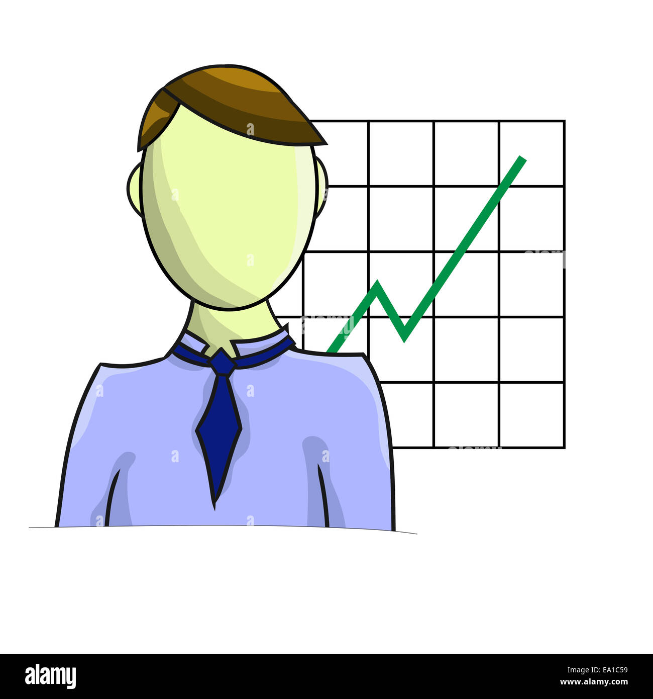 Illustration of businessman with graph isolated on white background ...