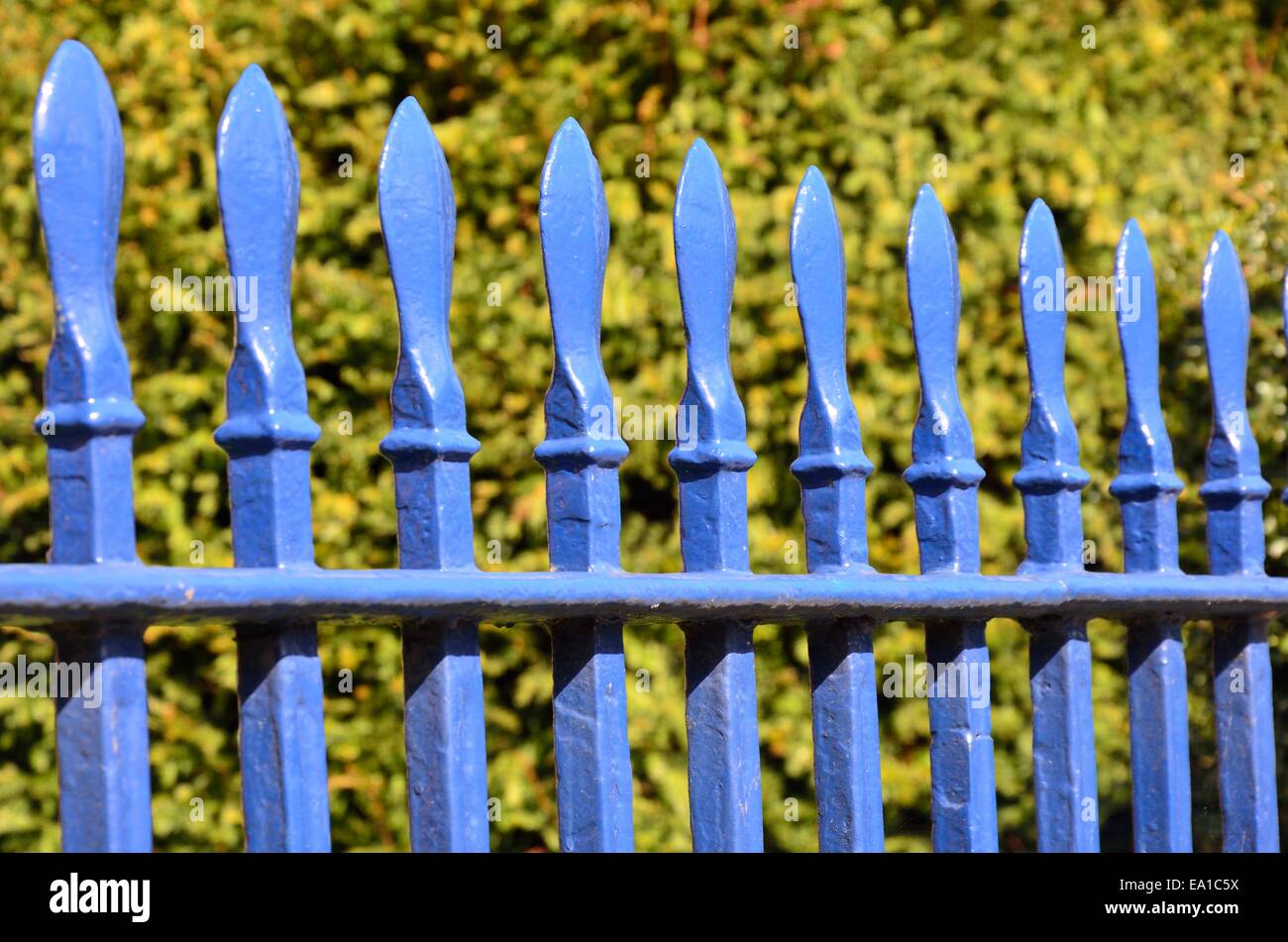 Blue fence in close up Stock Photo - Alamy