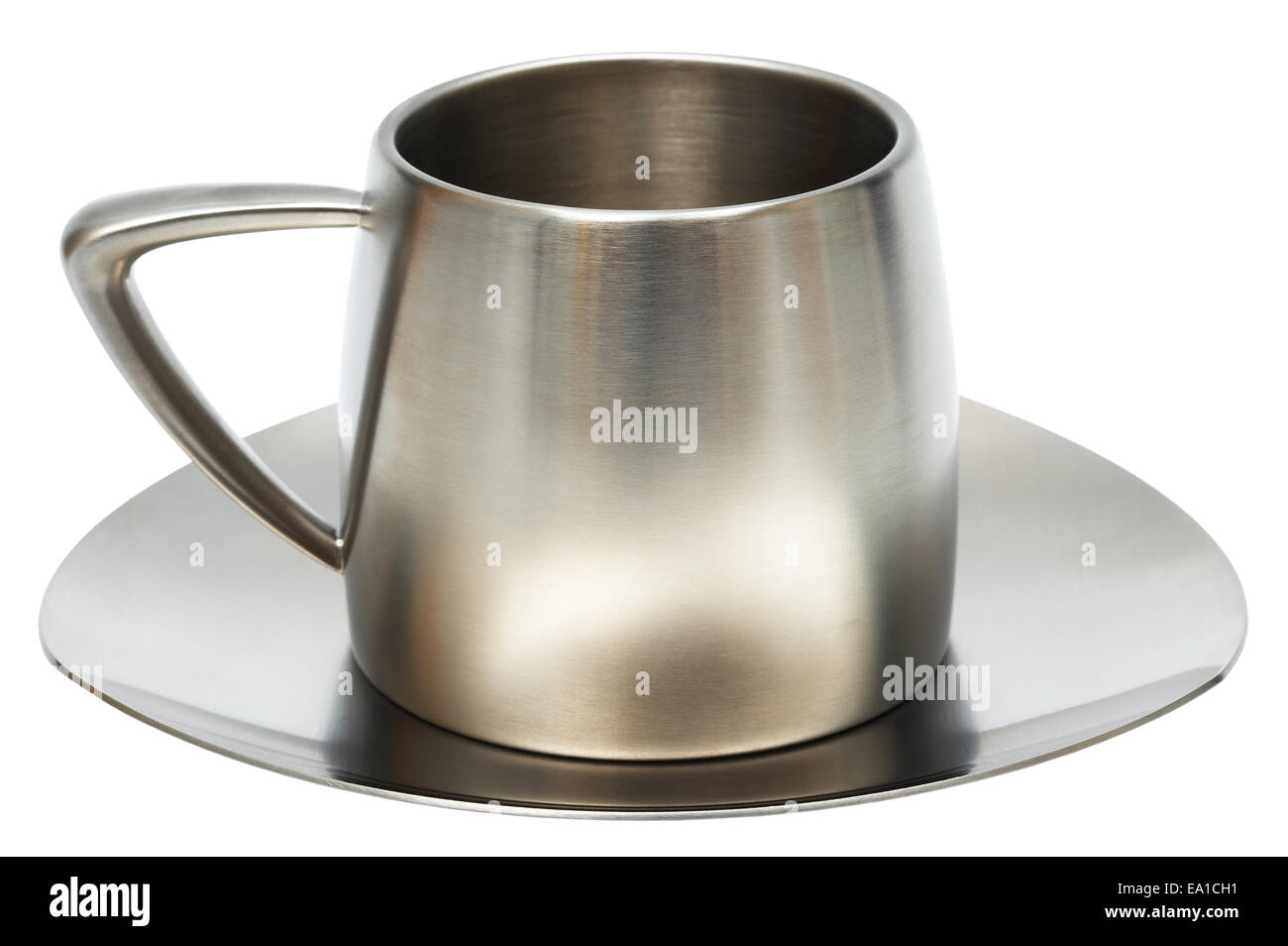 Steel cup with saucer Stock Photo - Alamy
