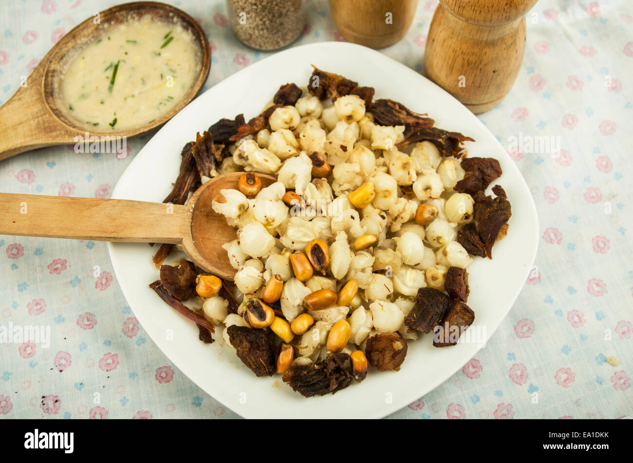 hominy and toasted corn nuts mote con chicharron traditional ecuadorian ...