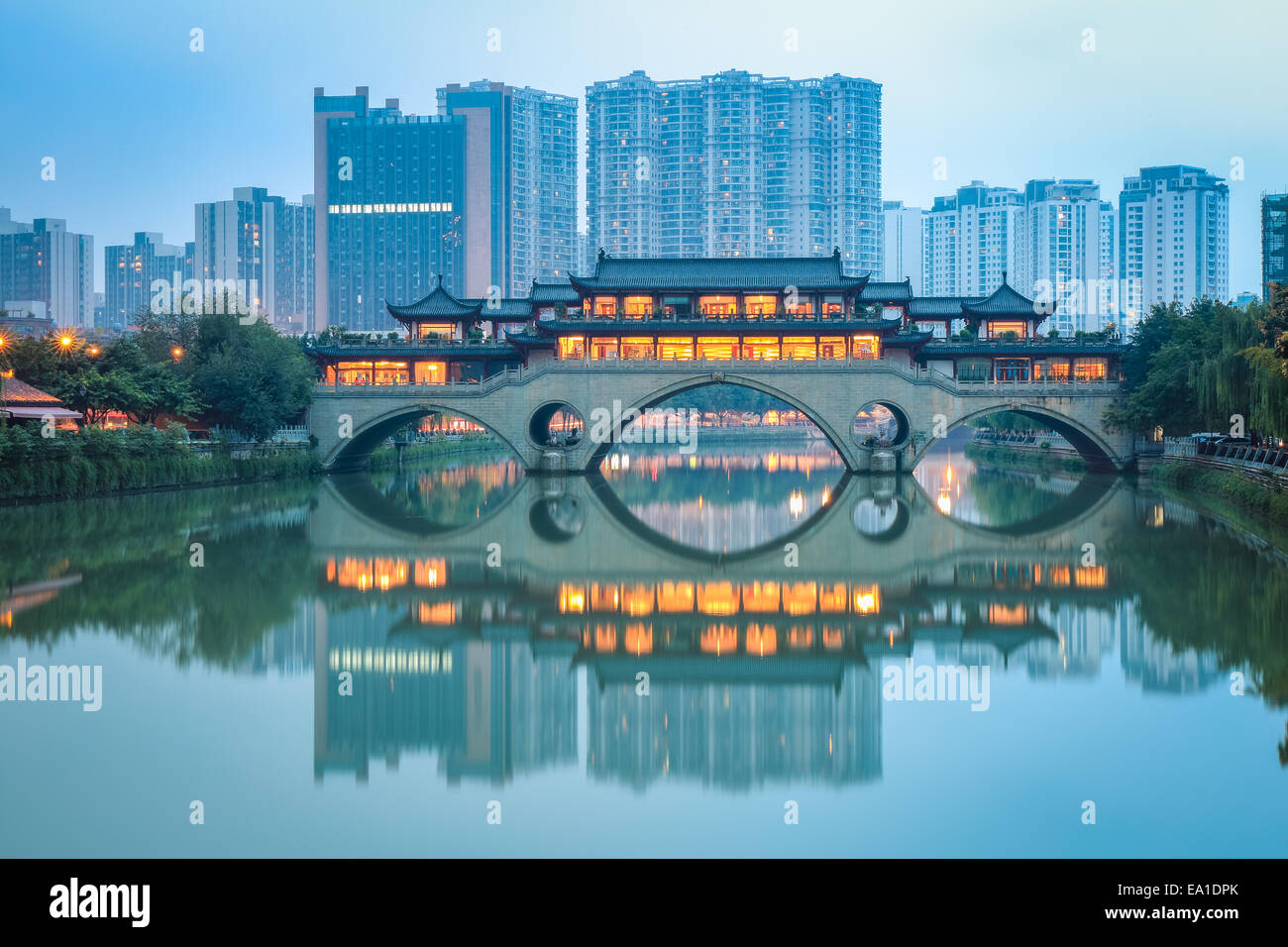 chinese anshun bridge at dusk Stock Photo - Alamy