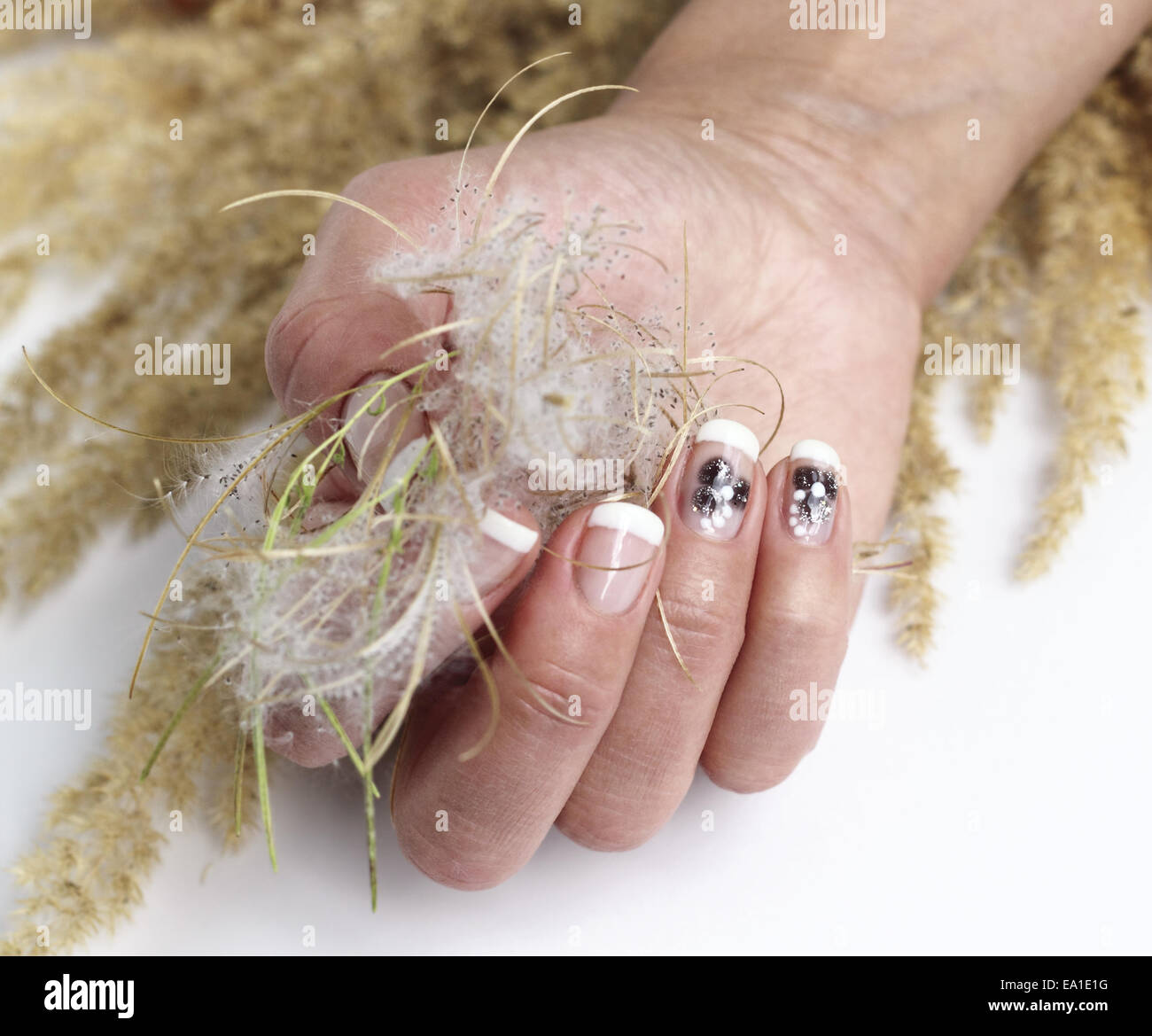 Woman hand finger leaf hi-res stock photography and images - Alamy