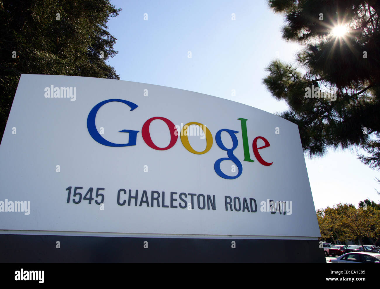 Google corporate sign, Google Headquarters in Mountain View, California ...