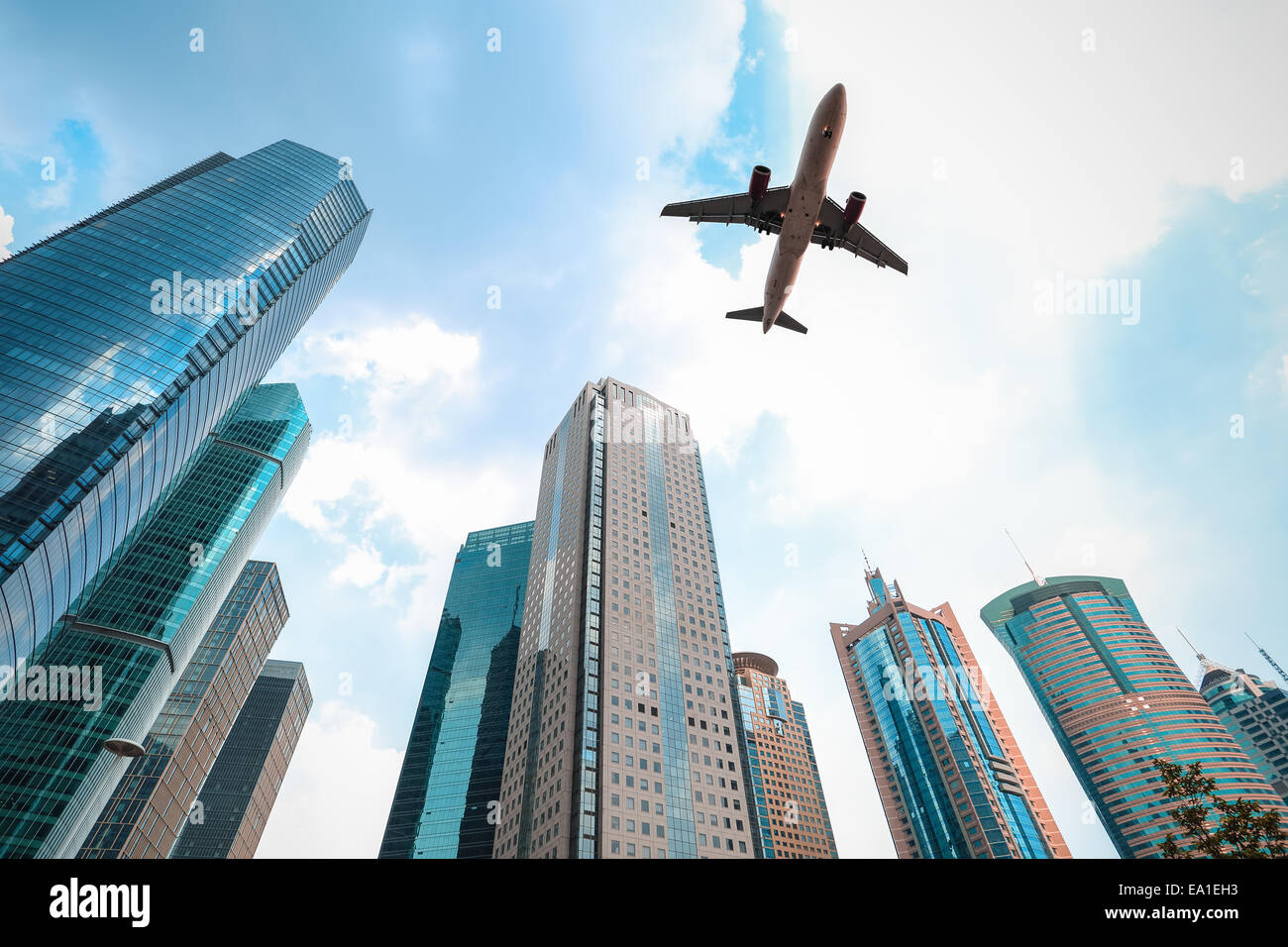 modern buildings with airplane Stock Photo - Alamy