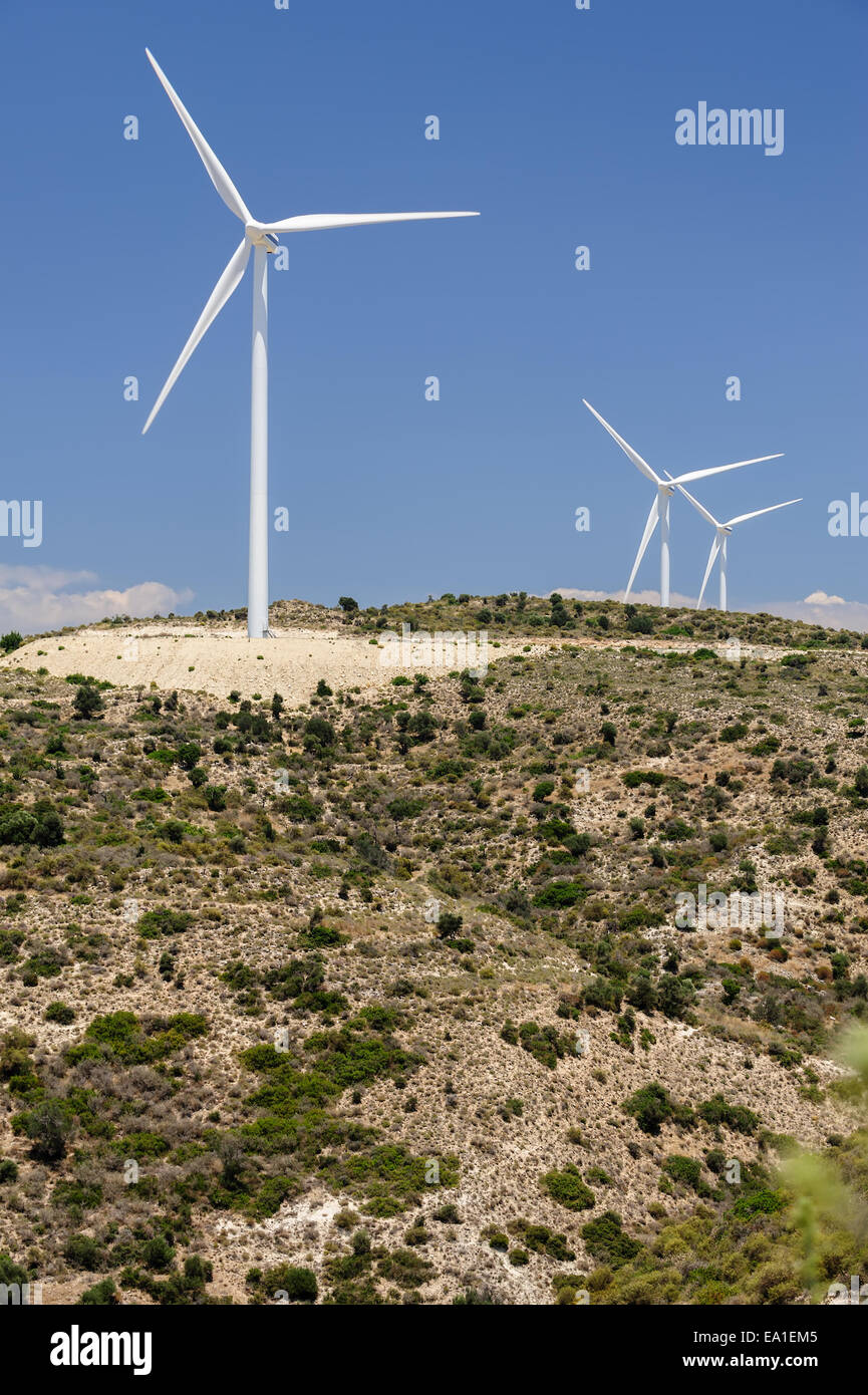 Wind power plant on Cyprus hills Stock Photo - Alamy