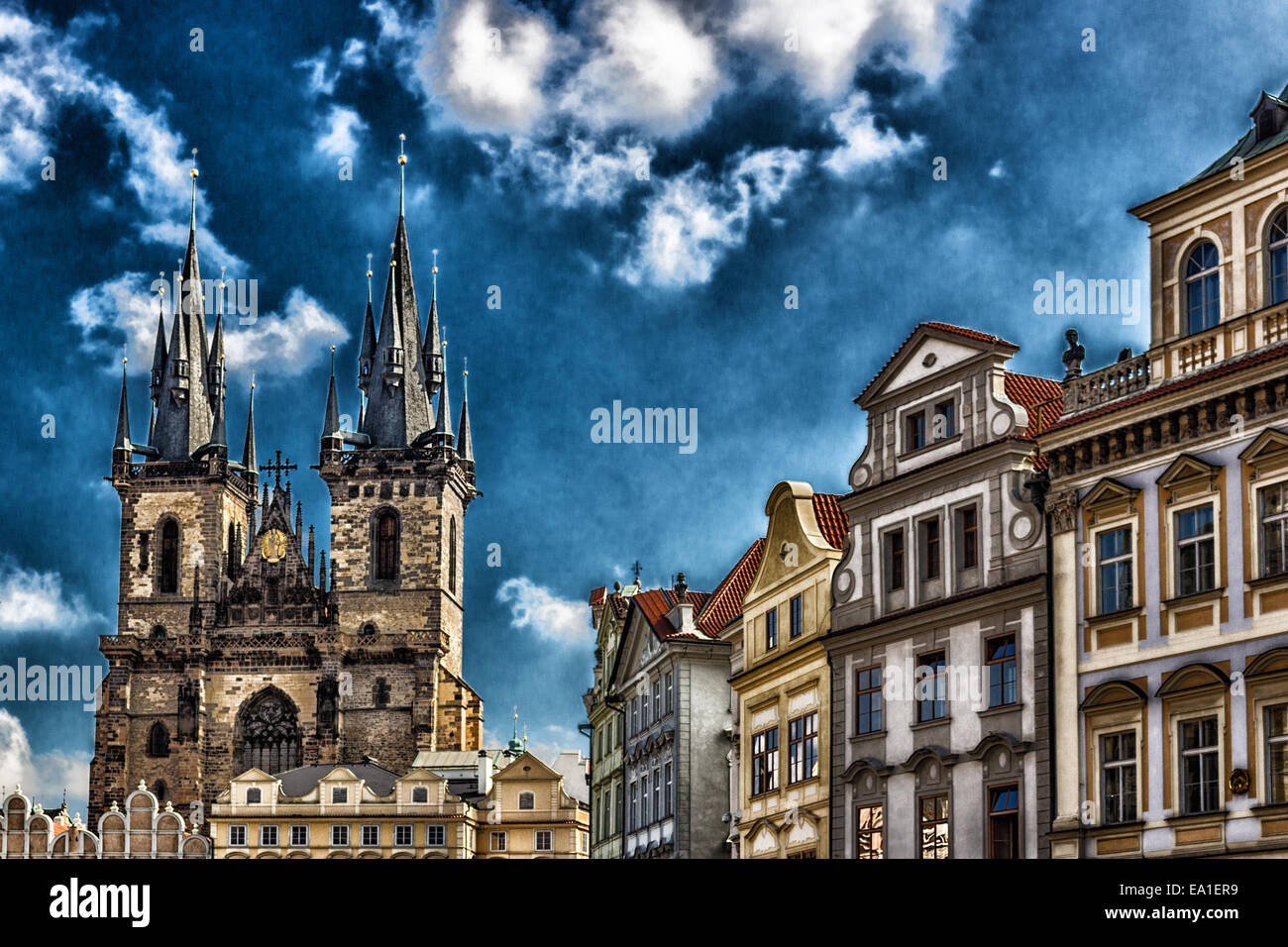 The gothic Church of Mother of God in front of Týn in Old Town Square ...