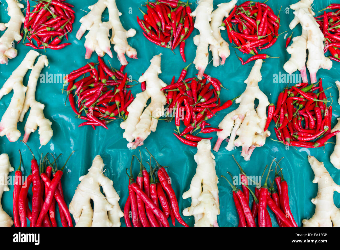 Chili and ginger at traditional market in Taipei, Taiwan Stock Photo ...