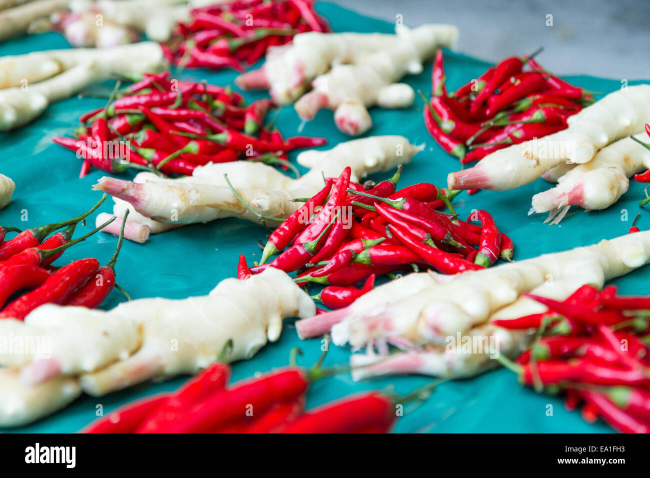 Chili and ginger at traditional market in Taipei, Taiwan Stock Photo ...