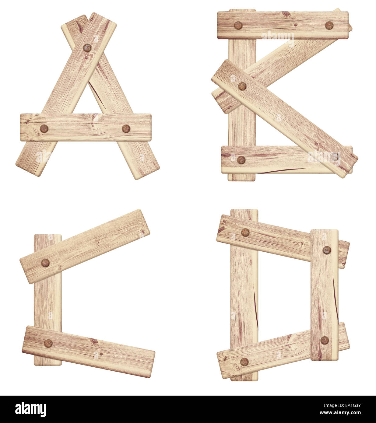 Old wooden alphabet letters made of wood planks Stock Photo - Alamy