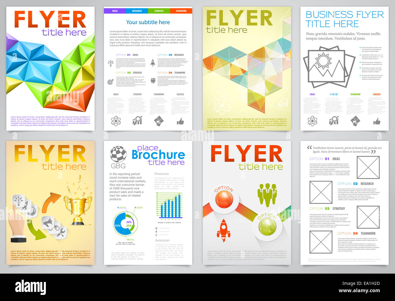 Collect Business Flyers Design with Triangle Pattern, Icons and Options ...