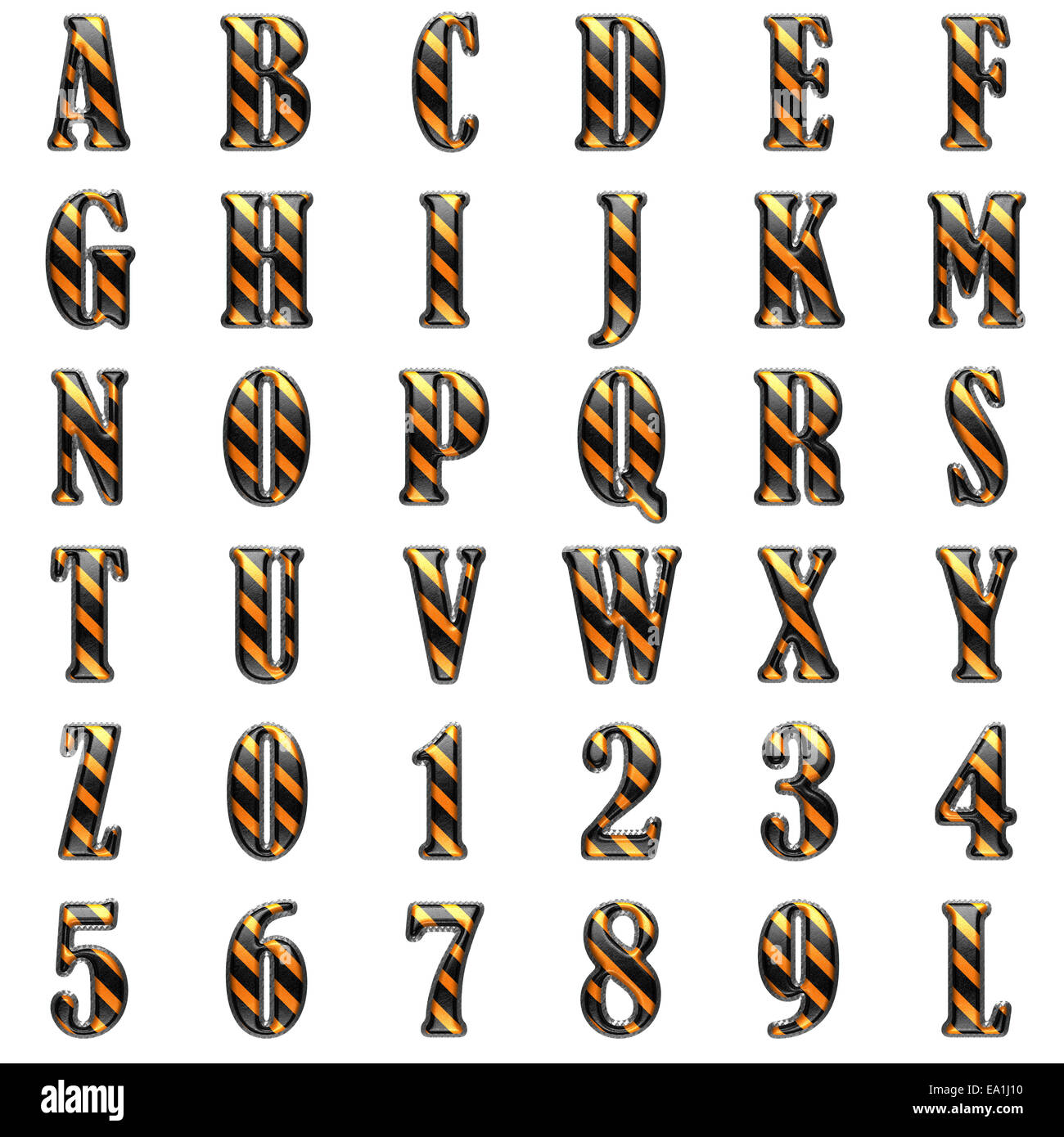 metal black and orange alphabet Stock Photo - Alamy