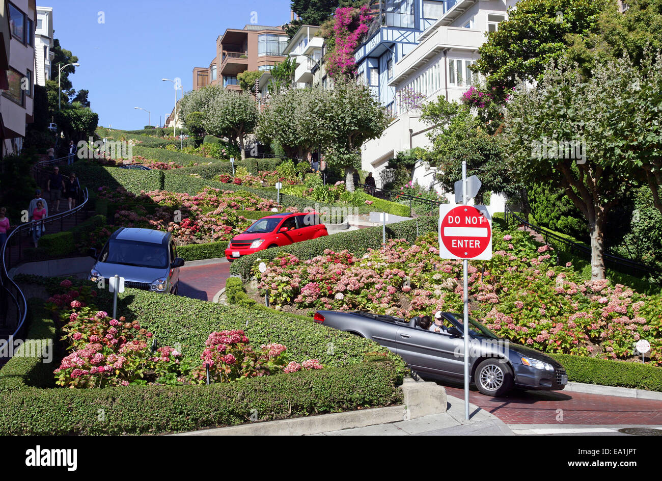 San Francisco: curves of Lombard Street. San Francisco California CA ...